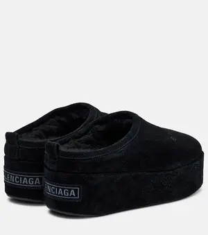 Balenciaga Suede Platform Mules - Black