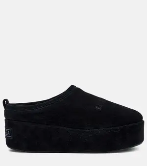 Balenciaga Suede Platform Mules - Black