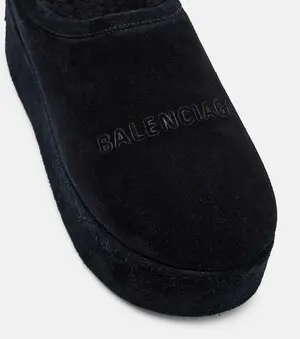 Balenciaga Suede Platform Mules - Black
