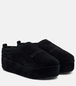 Balenciaga Suede Platform Mules - Black