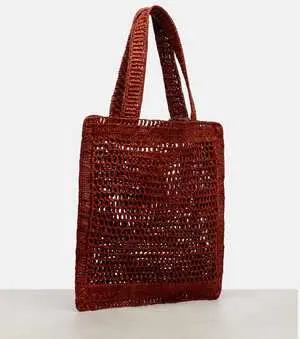 Chloé Raffia Tote Bag With Calf Leather Details