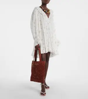 Chloé Raffia Tote Bag With Calf Leather Details