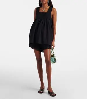 Posse Ezra Broderie Anglaise Cotton Shorts - Black