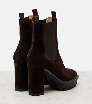 GIANVITO ROSSI Suede Platform Ankle Boots - Brown