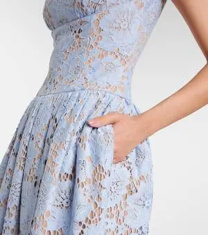 SELF-PORTRAIT Gathered Lace Midi Dress