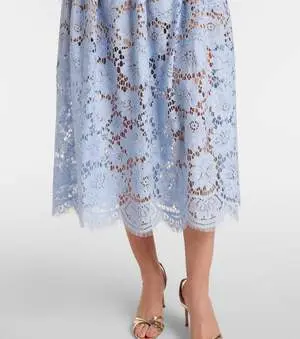 SELF-PORTRAIT Gathered Lace Midi Dress