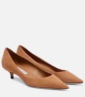 JIMMY CHOO Amelia 35 Suede Pumps - Beige