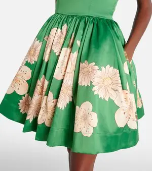 ALEMAIS Floral Gathered Mini Dress - Green