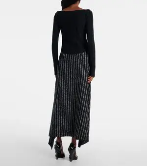 MUGLER Ribbed Knit Top - Black