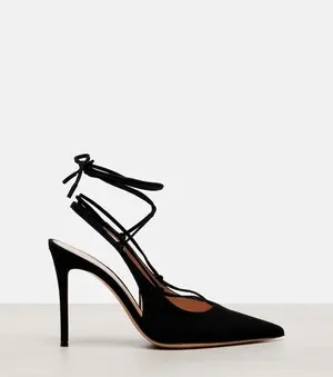 GIANVITO ROSSI 95 Suede Lace-up Slingback Pumps
