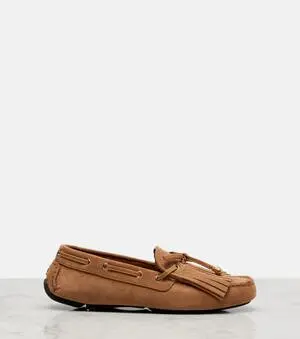 JIMMY CHOO Manon F Fringed Suede Boat Shoes - Brown