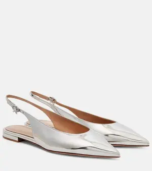 GIANVITO ROSSI Robbie Metallic Leather Slingback Flats