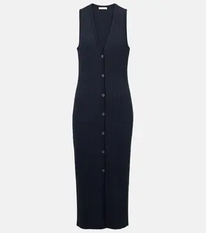 Vince Ribbed-knit Midi Dress