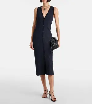 Vince Ribbed-knit Midi Dress