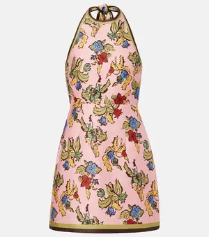 ALEMAIS Floral Halterneck Linen-blend Minidress - Multicoloured