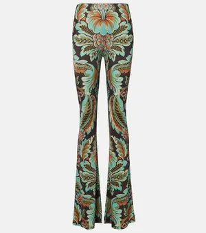 Etro Printed Crepe Jersey Flared Pants