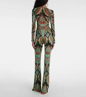 Etro Printed Crepe Jersey Flared Pants