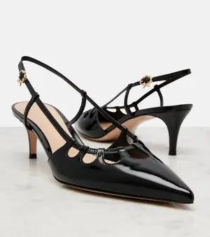 GIANVITO ROSSI Patent Leather Slingback Pumps - Black