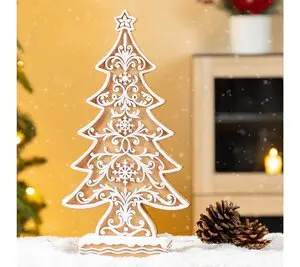 GLITZHOME 15'h Resin Christmas Tree Table Decor - One-color