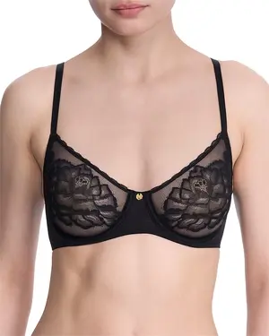 Natori Flora Unlined Balconette Bra - Black