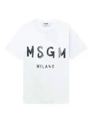MSGM Logo-print Cotton T-shirt - White