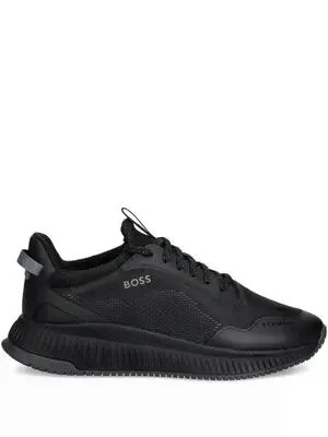 Hugo Textured Lace-up Low-top Sneakers - Black