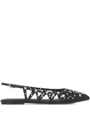 Ash Pointed-toe Studded Shoes - Black