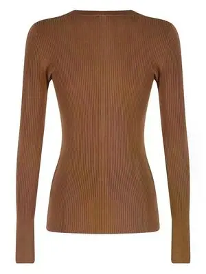 Elisabetta Franchi Ribbed Button-placket Top - Brown