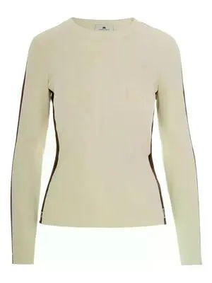 Elisabetta Franchi Side-stripe Ribbed Top - White