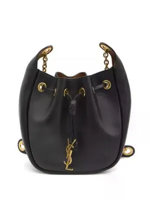 Saint Laurent Cassandre Drawstring Leather Shoulder Bag - Black