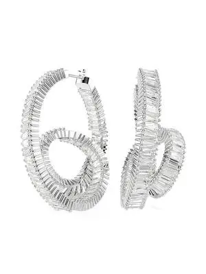 SWAROVSKI Matrix Baguette-cut Hoop Earrings - Silver