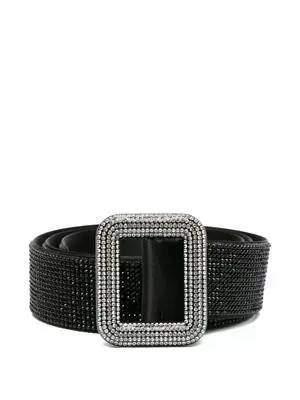 Benedetta Bruzziches Crystal-embellished Buckle Belt - Black