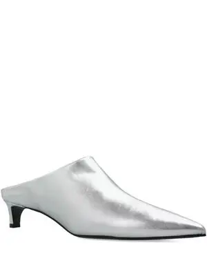 JIL SANDER Metallic Leather Mules - Silver