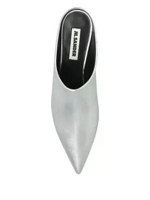 JIL SANDER Metallic Leather Mules - Silver