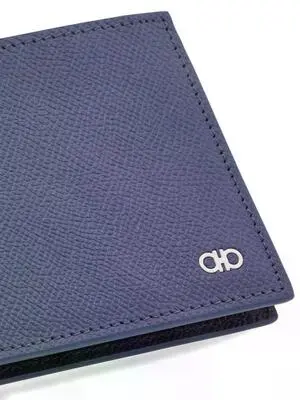 FERRAGAMO Gancini Leather Cardholder - Grey