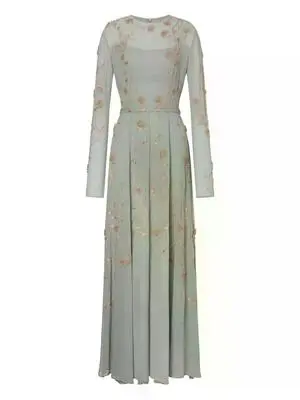 Alberta Ferretti Floral-embroidered Long Dress