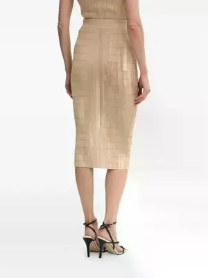 Guess Ribbed Button-detail Midi Skirt - Neutrals