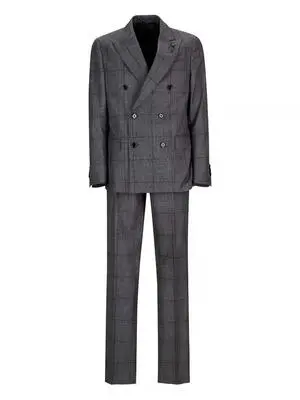 LARDINI Double-breasted Checked Suit