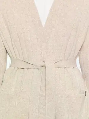 Max Mara Ribbed Belted Cardigan - Neutrals