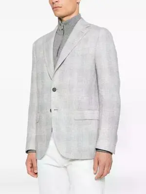 Eleventy Checked Single-breasted Blazer - Grey