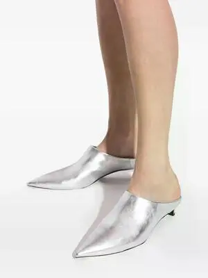 JIL SANDER Metallic-leather Pointed-toe Mules - Silver