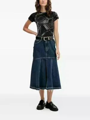 Hugo Flared Denim Midi Skirt