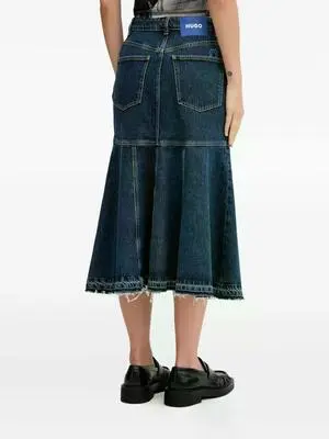 Hugo Flared Denim Midi Skirt