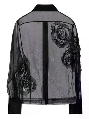 DES_PHEMMES Rose-embellished Tulle Shirt