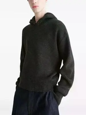 LEMAIRE Buttoned Hooded Sweater - Black