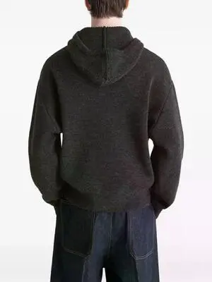 LEMAIRE Buttoned Hooded Sweater - Black