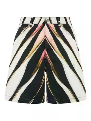 Roberto Cavalli Zebra-print Denim Shorts - Black