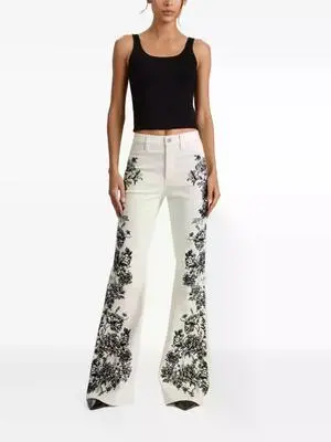 Alice + Olivia Sb Floral-print Flared Trousers
