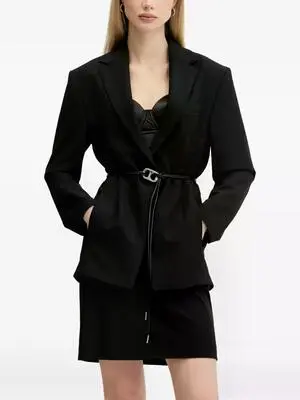 Hugo Padded-shoulder Belted Blazer