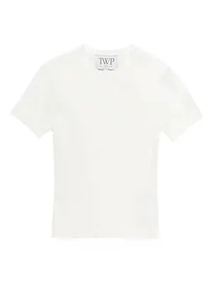 TWP Ribbed Short-sleeved Top - White